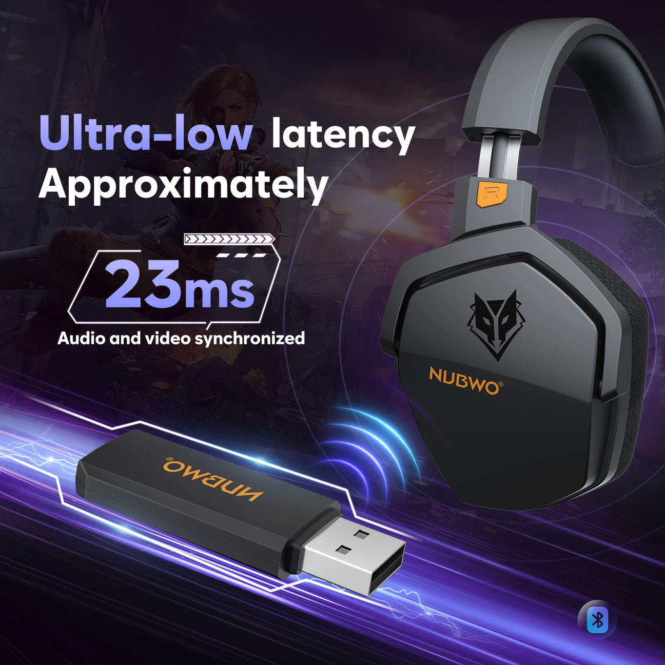 NUBWO G06 100H Battery Headset Dual Wireless 7.1 for PS5/PC/Switch-Bla – Nubwo